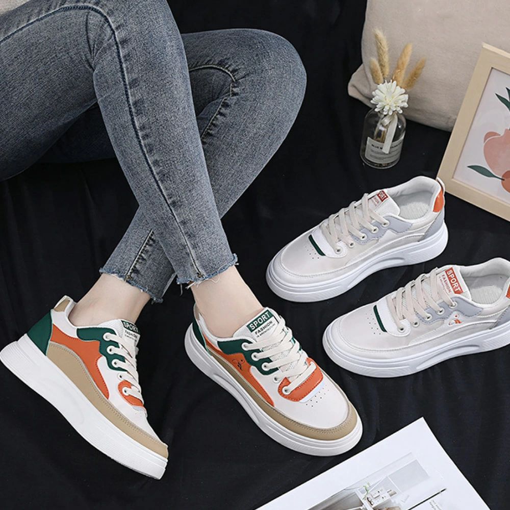 ■商品の特徴可愛い カジュアル PUレザー 厚底スニーカー おしゃれ レースアップ フラットシューズ 歩きやすい靴 ボリュームソール足元からおしゃれを楽しめるローカットスニーカーです配色デザインはコーディネートのアクセントになるだけでなく、...