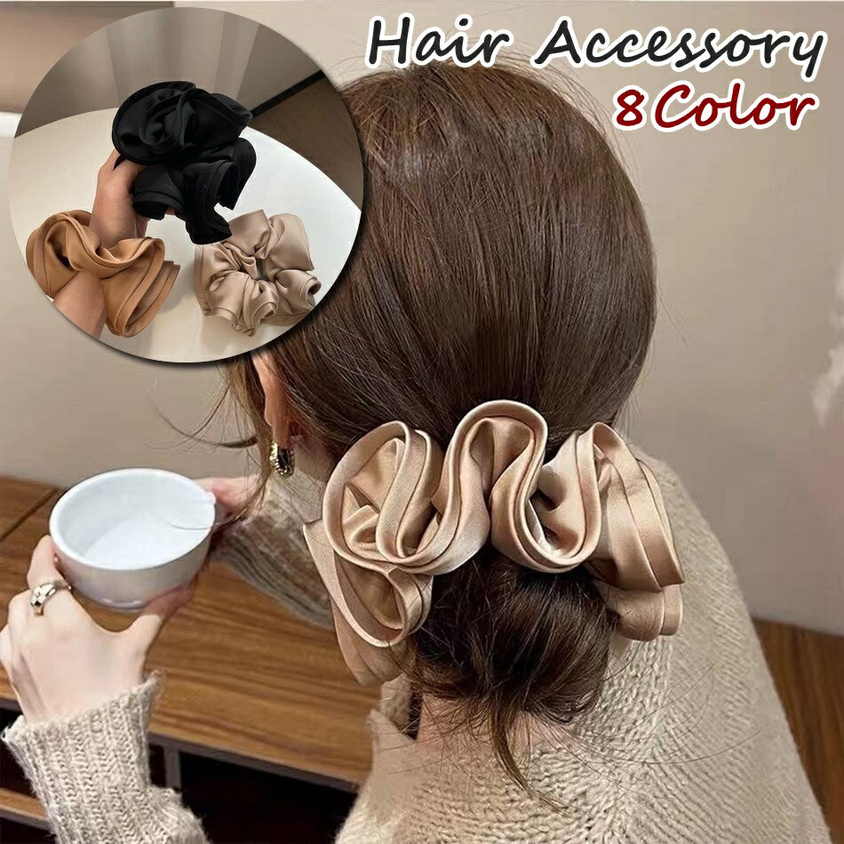 サテン風デザインが上品なシュシュ(単品)です。 存在感があるので1つでヘアスタイルが決まります♪ 【サイズについて】 画像をご参照ください。 【カラーについて】 生産ロットにより柄の出方や色の濃淡が異なる場合がございます。 お使いのモニター...