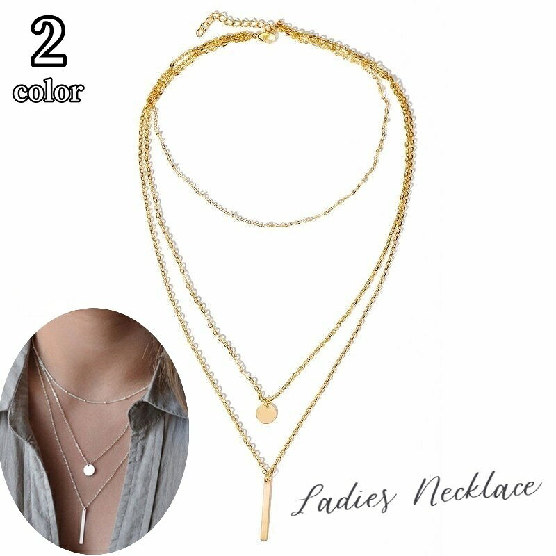 華奢なチェーンについたプレートがシンプルでおしゃれなネックレス。 3連デザインで胸元を華やかな雰囲気にしてくれます♪ 【サイズについて】 画像をご参照ください。 【カラーについて】 生産ロットにより柄の出方や色の濃淡が異なる場合がございます...