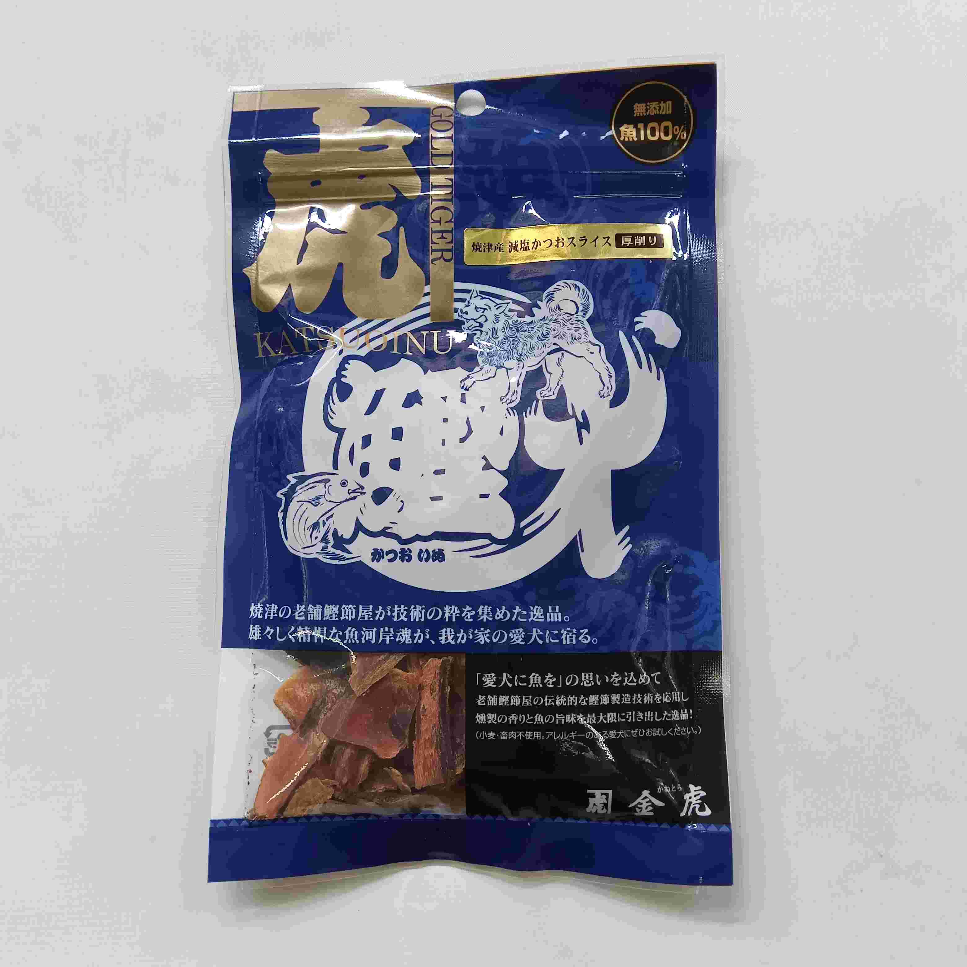 メーカー 金虎 商品内容 焼津産かつおスライス厚削りが減塩タイプになりました。 塩分の気になる愛犬のために、塩分の低いかつお節を厳選。通常よりも厚めに削りました。 天然のかつお100%の薫り高い贅沢な無添加ジャーキーです。 調味料、添加物を...