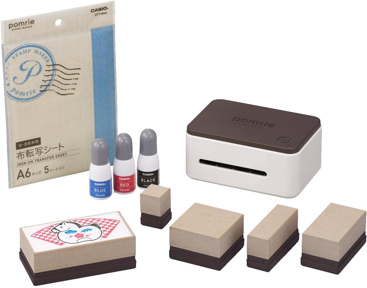 カシオ ラベルライター スタンプメーカー ポムリエ Wi-Fi/USB対応特別セット STC-W10-SET 【対応端末】パソコン(Wi-Fi/USB接続)/スマートフォン(Wi-Fi接続)【大きさ】幅123×奥行82×高さ59.5mm(ゴ...