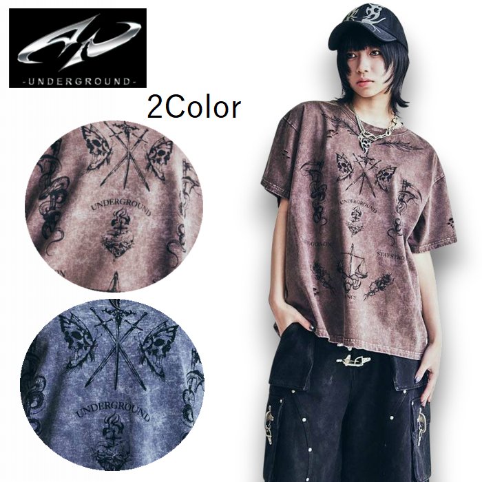 ■スタイル■ 半袖Tシャツ TATTOO タトゥー・アート ダメージ加工 726405 ■ブランド■ PSYCHO NATION サイコネーション UNDERGROUND 地雷系 ユニセックス 男女兼用 ■コメント■ Y2Kのシルエットとグ...
