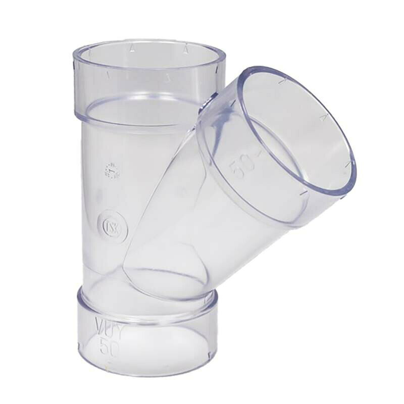 ※本州限定での販売になります。 VU継手トウメイ 45°Yです。 接着剤の塗り忘れ、パイプの挿入状態が確認できます。 接着剤は、低粘度速乾性（ブルーカラー）をお使いください。 サイズ：75 カラー：透明 入数：16個 類似商品はこちらVU継...