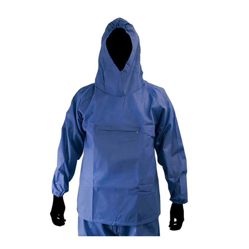 便利な胸元ポケット付。 動きやすい裾口ゴム入りで、衛生的な使いきりタイプ。 汚れ防止用の作業服としてお使いいただけます。 ガーデニング作業、塗装、お掃除などの軽作業に。 品番：FT-920 サイズ：M、L、LL、3L カラー：紺 原材料：ポ...