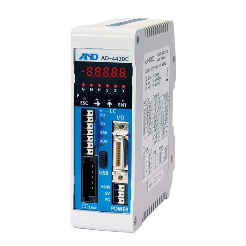 A&DのCC-Link搭載・制御盤組み込みタイプ ウェイング・モジュール(AD4430C)です。 ◆仕様 入力感度 0.15μV/d以上 振動の多い環境に強い AD-4430Cは強力な振動除去フィルタ(HPDF)を搭載しており振動の多い環境...