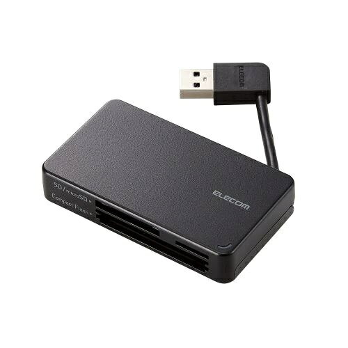 メモリリーダライタ/ケーブル収納タイプ/USB3.0対応/ケーブル6cm/SD+microSD+CF対応/ブラック ■持ち運びや収納に便利なケーブル収納タイプで、42種類のメディアに対応したUSB3.0カードリーダーです。 ■インターフェー...