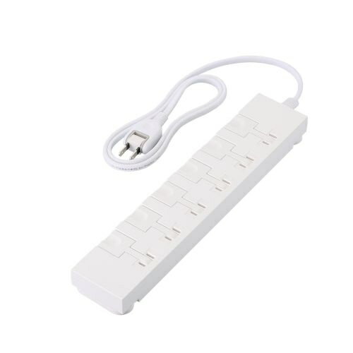 イージーリリースタップ/マグネット付き/雷サージ付/ホコリシャッター付/6個口/スイングプラグ/1.0m/ホワイト ■レバーを押すだけで簡単に、片手でプラグを抜ける6個口のタップです。タップを手で押さえたりプラグを強い力で引き抜いたりする必...