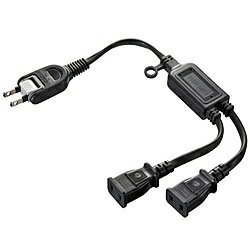 ACアダプタ専用電源延長コード（2分岐・2P・2個口・ブラック）