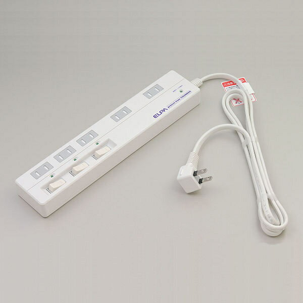 サージ付マルチタップ 5個口 1.5m ホワイト ●電源ラインサージ低減。内蔵されたサージ低減素子(バリスタ)が雷および開閉サージを低減し接続された機器を守ります。●3個の差込口に独立スイッチが付いているので、使用機器だけの電源管理ができま...