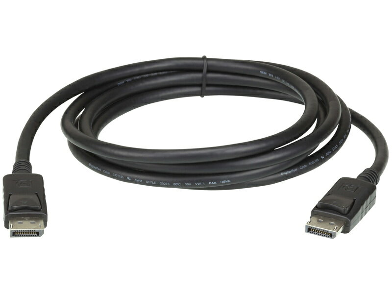 DisplayPort ver1.2 ケーブル（4.6m） 詳細スペック 長さ4.6m 結線DisplayPort（20ピン）オス→オス 色黒 端子DisplayPort（20ピン）オス→オス 規格DisplayPortver1.2 用途D...
