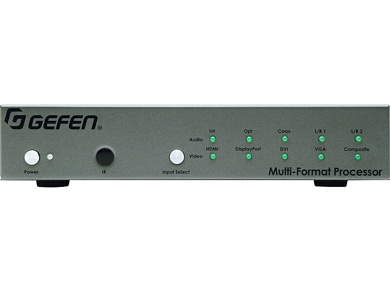 マルチフォーマットプロセッサー スイッチング、コンバート、スケーリングが1台で可能な小型マルチフォーマットプロセッサー。HDMI、DVI、ディスプレイポート、VGA、コンポジットの入力、HDMI、DVIデジタル同時出力。音声と映像は単独に切...