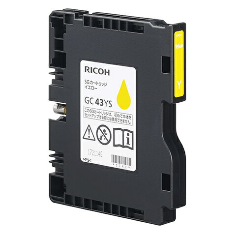 RICOH SGカートリッジ イエロー GC 43YS イエローインク。約500ページ印刷可能。 詳細スペック 電気用品安全法(本体)非対象 電気用品安全法(付属品等)非対象 電気用品安全法(備考)本体・付属品共に電気用品安全法の対象外