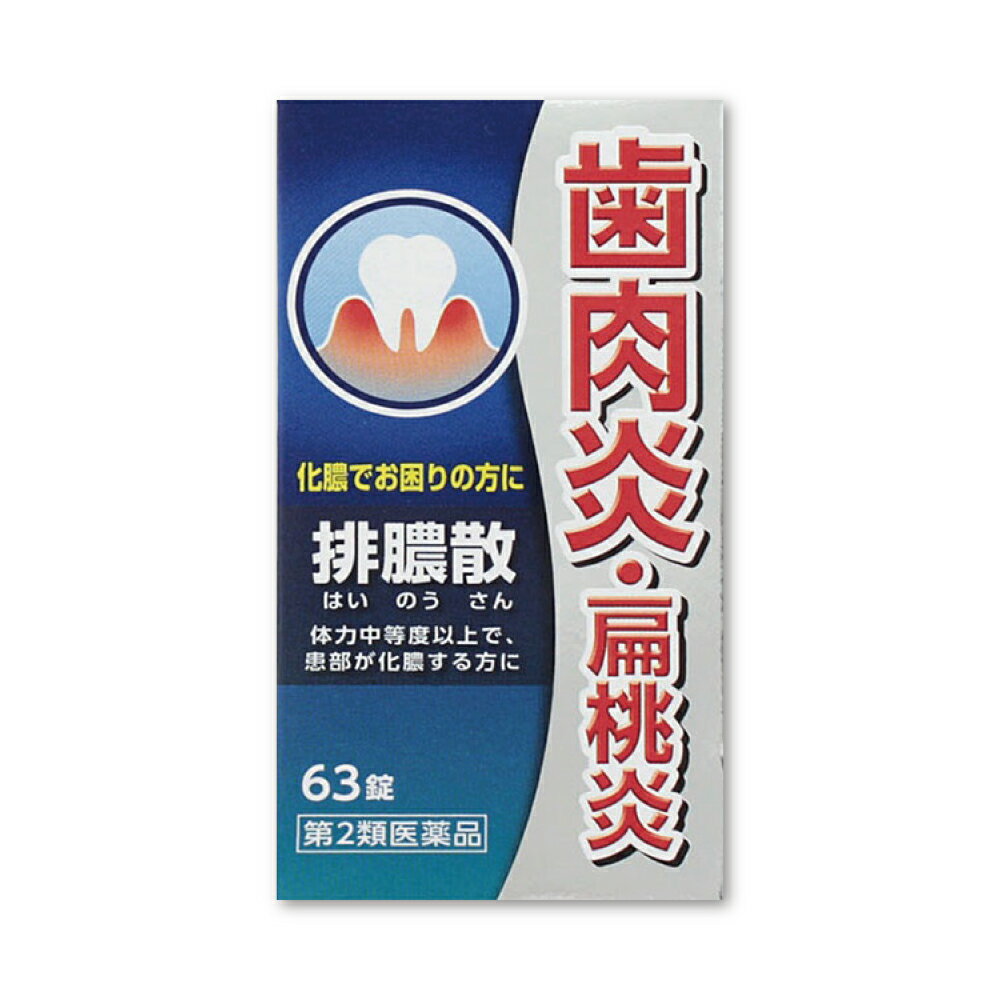 商品紹介排膿散は比較的体力があり、患部が化膿する方の皮膚疾患、歯肉炎、扁桃炎を改善します。炎症を鎮め、膿を排出する働きがあります。本剤は漢方処方である排膿散の生薬を抽出し、乾燥エキスとした後、服用しやすい錠剤としました。内容量:63錠医薬品...