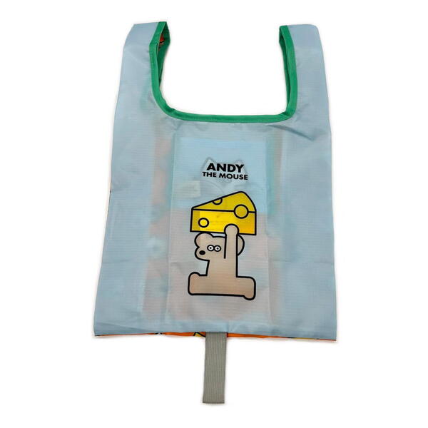 ねずみのANDYからエコバッグが登場☆ コンパクトに収納できるよ♪ ●本体サイズ：縦400×横250×マチ100mm