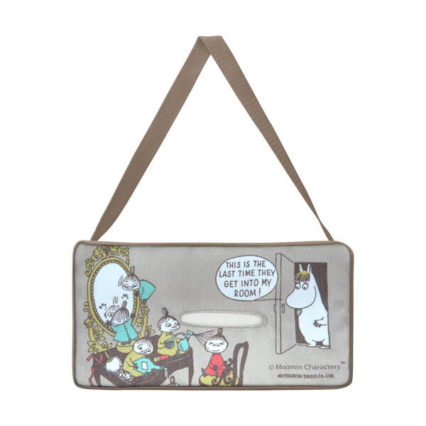ムーミンからティッシュカバーが登場☆ 車内やお部屋をちょっとおしゃれに♪ ●本体サイズ：H125×W245×D65mm ※ティッシュは商品に含まれません。 ※ヘッドレストの形状によっては取り付けられない場合があります。