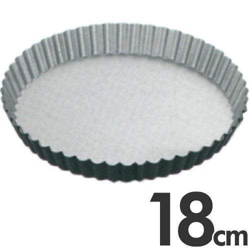【CC】キッチン>お菓子・パン作り>ケーキ型内面フッ素樹脂加工のタルトケーキ型メーカー霜鳥製作所その他内寸：上径180(下径170)×高さ25mm材質・原材料ティンフリースチール（鉄）、表面シルバーストーン加工、内面フッ素樹脂加工生産国日本...