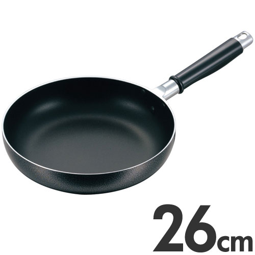 【CC】キッチン>フライパン>テフロン（フッ素）加工軽くて使いやすく、金属ヘラも使用できます。メーカー前川金属工業所商品外寸(mm)265×深さ55その他軽くて使いやすく、金属ヘラも使用できます。材質・原材料本体：アルミニウム（内面フッ素加...