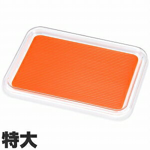 キッチン雑貨　お盆（トレイ）メーカー曙産業カラー・味・種類オレンジ商品外寸(mm)トレー：385×308×19、マット：341×262その他傾いても倒れにくく、キレイなクリアタイプのマジックトレー◆マットがはがれてお手入れラクラク♪材質・原...