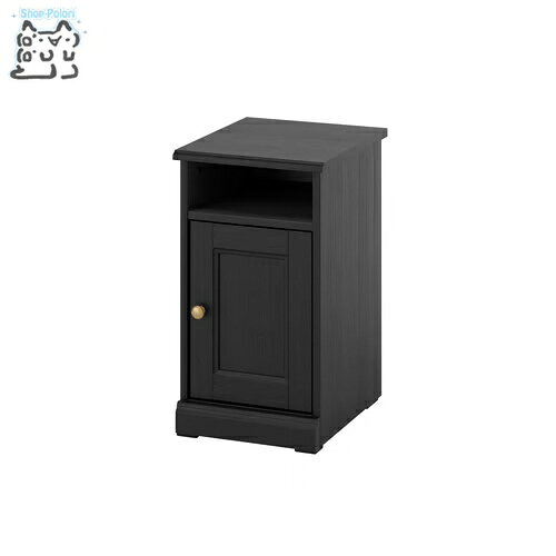【IKEA】FAGELFJALLET フォーゲルフィェレット サイドテーブル, ブラック オーク調, 32x41x56 cm 装飾的なディテールとクラフト感が光る、寝室をワンランク上の空間にしてくれるサイドテーブル♪ 框（かまち）扉に真ちゅ...