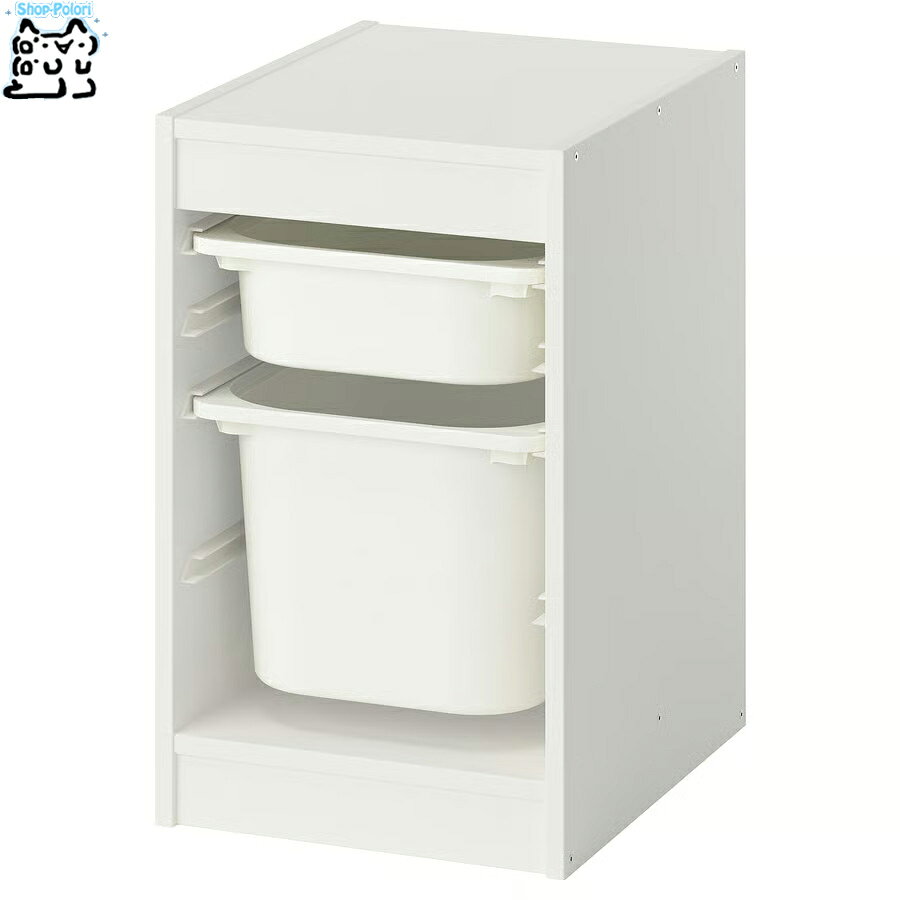 【 IKEA - イケア -】TROFAST - トロファスト - 収納コンビネーション BOX付き 組み合わせ収納 オープン収納 棚 / ホワイト / ホワイトBOX 34x44x56 cm (595.840.24) サイドテーブル 子ど...