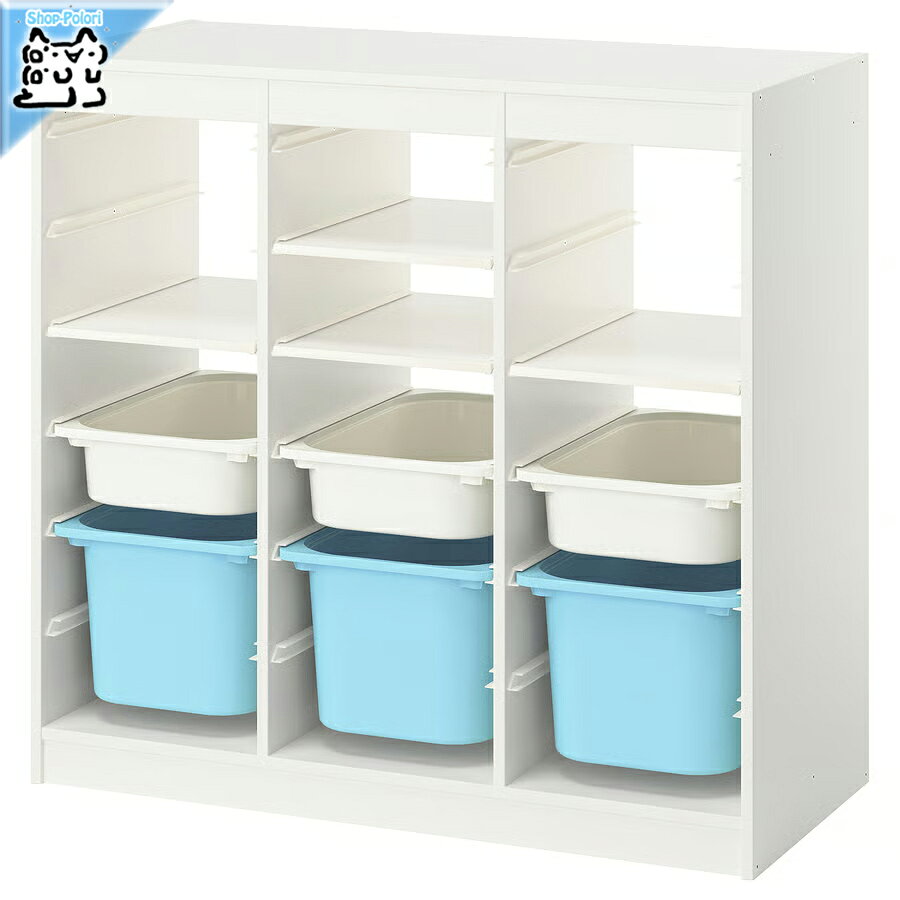 【 IKEA - イケア -】TROFAST - トロファスト - 収納コンビネーション BOX付き 組み合わせ収納 オープン収納 棚 / ホワイト / マルチカラーBOX & 棚板 99x44x95 cm (696.131.20) 子ども...