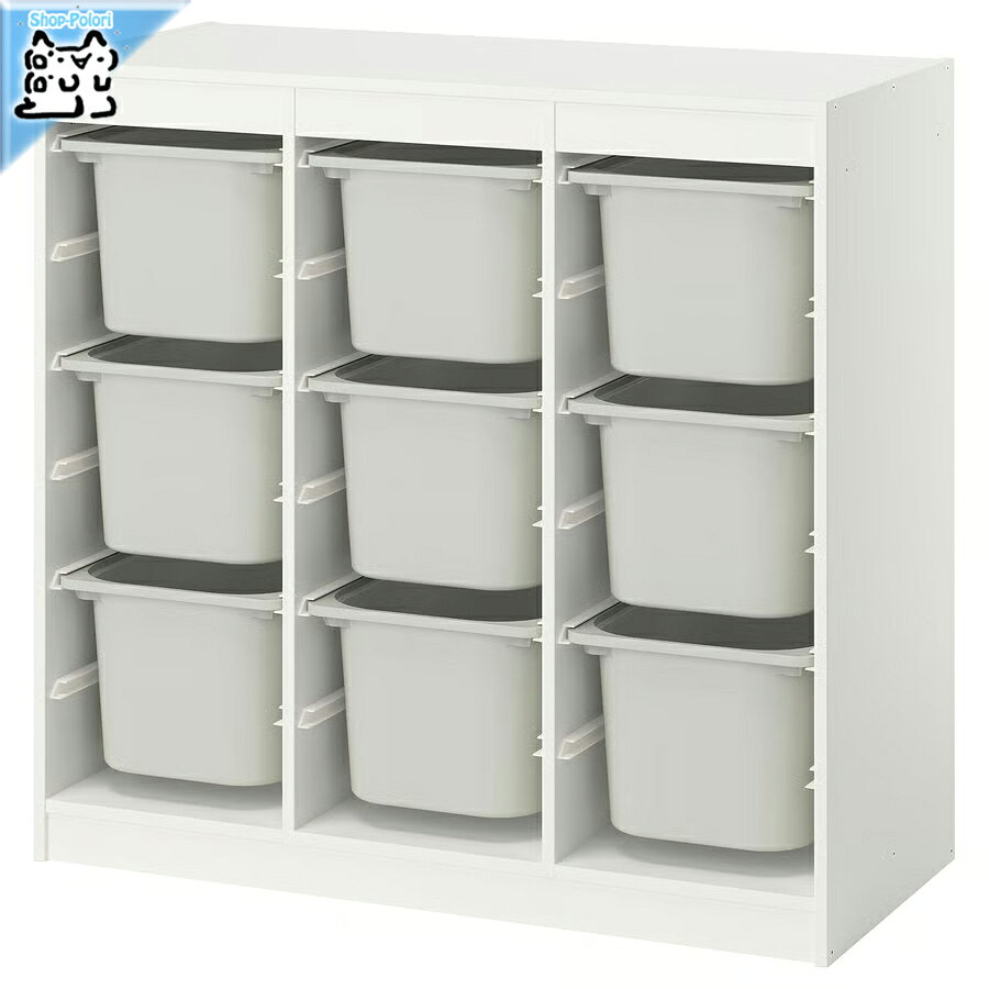 【 IKEA - イケア -】TROFAST - トロファスト - 収納コンビネーション BOX付き 組み合わせ収納 オープン収納 棚 / ホワイト / グレー 99x44x95 cm (996.131.33) 子ども部屋やその他のスペース...