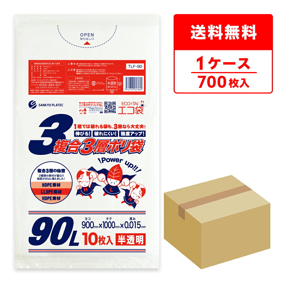 商品番号 TLF-90 　 横×縦×厚さ(mm) 900x1000x0.015 1冊あたりの枚数 10枚入り 1箱あたりの冊数(合計枚数) 70冊入り(700枚/箱) 色 半透明 材質 HDPE+LLDPE+HDPE 2種類のフィルムを複合...