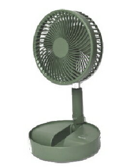在庫あり。在庫5台あり。【特長】持ち運び可能な充電式折りたたみ収納扇(モスグリーン)■USB充電式でどこでも持ち運んですぐに使用できます■羽根径15cmでコンパクトに収納※充電アダプター別売（USB AコネクタのUSB充電器）5V2A以上の...