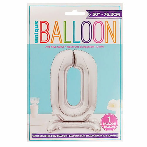 フォイル ナンバーバルーン "0" のシルバーです。 スタンディングタイプの数字です。 空気を入れて膨らませてください。 30" (76.2cm)と大きなサイズで存在感抜群。 テーブルなどに飾ると華やかになります。 誕生日パーティー、結婚記...