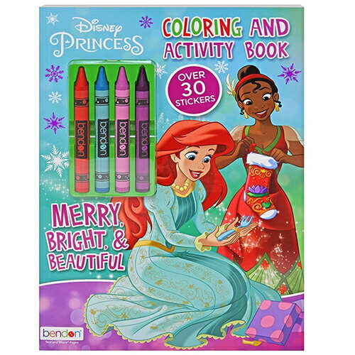 ディズニープリンセスのシール、クレヨン付きぬり絵です。 ディズニーのお姫様たちがたくさん登場します。 英語で物語も綴られており、英語のお勉強にも♪ 迷路や、間違い探しなど簡単なアクティビティーもついています。 4色のクレヨン付きなので、1冊...