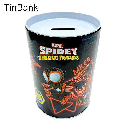 スパイディー の貯金箱です。 アメリカから輸入のブリキの貯金箱。 上蓋を外して中身を取り出せます。 たくさん入るので500円玉貯金におすすめ。 ●サイズ：6"x4" ( 約H15×W10×D10cm ) ●素材：ブリキ ●Made in C...