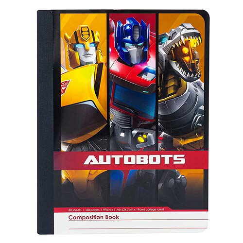 トランスフォーマーのコンポジションブックは、勉強や仕事を楽しくしてくれるアイテムです！ アメリカからの輸入で、アメリカの学校や職場でよく使われる定番のノート。 日本で一般的な大学ノート（セミB5：252×179mm ) より縦がやや短く、横...