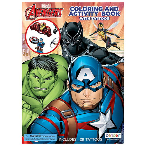 アベンジャーズのぬりえです。 塗り絵、アクティビティに加え、巻頭と巻末にタトゥーシールのシート付きです。 切り取り線付きで、一枚ずつ切り離して使えますよ。 アメリカからの輸入です。 ■サイズ：約H273×W196×D3(mm) ■ページ数：...