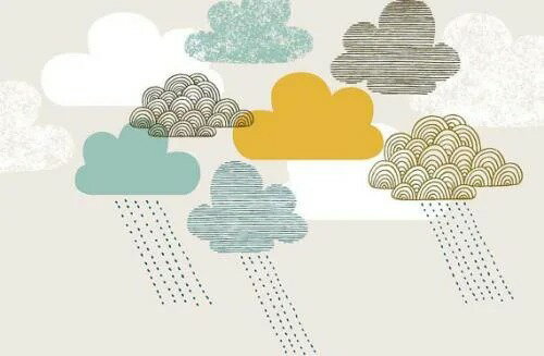 ELOISE RENOUFLIGHT SHOWERSA3 アートプリント/ポスター 北欧テキスタイル～インテリア・ファンにもオススメのUKノッティンガムの女性アーティストによる美しいアートプリント。 雲や雨のデザイン、ツリーやリーフ、鳥やフ...