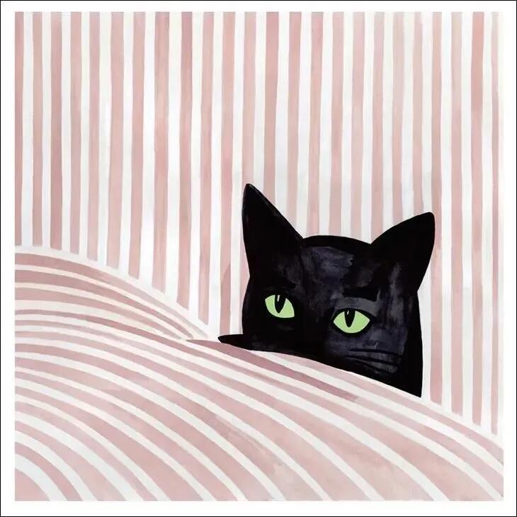 Iga Kosicka Black Cat 50x50cm アートプリント/アートポスター 北欧 デンマーク デンマークの女性イラストレーターによる猫のポスター。 コペンハーゲンを拠点とするイラストレーター兼美術史家。 オールドスクール派で...