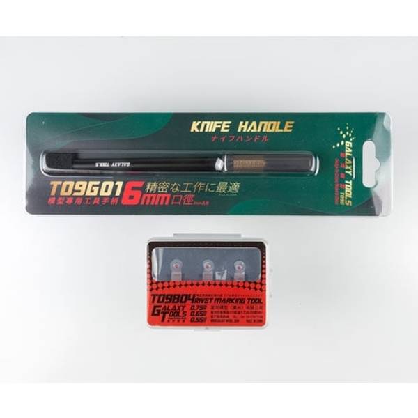 飛行機模型などに定間隔にリベットを打つためのツールです。3種類のピッチ(0.75mm、0.65mm、0.55mm)がついた小さめのホイールセットで、主要な1/32、1/48、1/72スケールにそれぞれ対応。剛性の高い金属製の専用ハンドルが付...