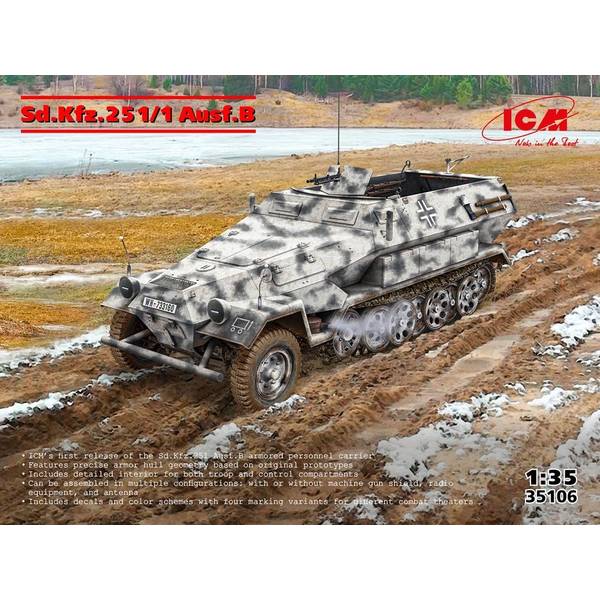 Sd.Kfz.251/1 Ausf.Bを再現！・デカール4種メーカー名：ICMスケール：1/35形態：スケールモデルメーカー型番：35106▼商品登録日：2025年01月29日