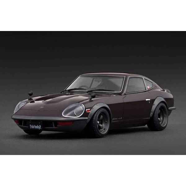 ※画像はイメージです「Fairlady 240ZG (HS30) 」を1/18スケールレジンモデルで再現。ボディカラー：マルーン。ゴッティ15インチホイール(ガンメタリック)にローダウン仕様。リヤスポイラー、前後オーバーフェンダー、縦デュア...