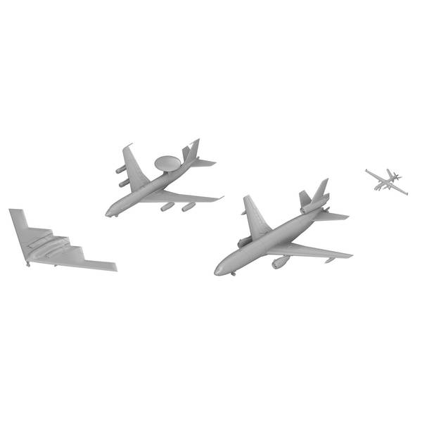 【完全新金型】・1/700スケールプラモデル【セット内容】B-2A 戦略爆撃機(全長：30.0mm)×2KC-10 空中給油機(全長：79.2mm)×2E-3G 早期警戒管制機(全長：66.6mm)×2MQ-9A 無人攻撃機(全長：15.7...