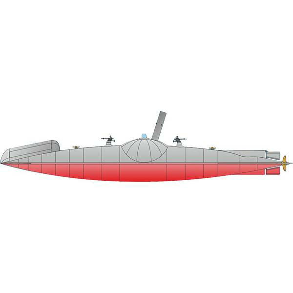 ■スウェーデンの実業家トールステン・ノルデンフェルトの発明による世界初の水中で魚雷発射を行った潜水艦。英国で製造、組はトルコ・イスタンブールの造船所。トルコオスマン帝国が所有。1886年世界で初めて水中から魚雷を発射した潜水艦。モデルサイズ...