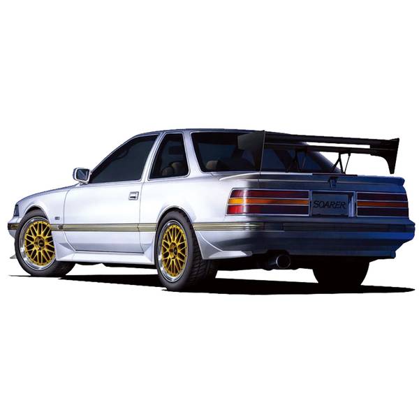トヨタ ソアラ3.0GTにエアロパーツが付属して復刻登場！リアウィングパーツを封入。フロント・サイドスポイラーパーツを封入。一体成形(前後面・側面・屋根)のボディパーツに取り付けて再現することができます。ウィンドガラスは前後一体形で、サンル...