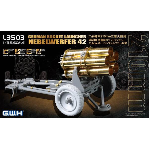 ・1/35スケール複合素材モデルキット・発射筒：真ちゅう挽き物・タイヤ：レジン・発射台：プラスチック・エッチングパーツ、銅線付属・1基入り※初回入荷時に付属していたアルミ製 210mmロケット砲弾(5発)は、2025年12月以降の再入荷分に...