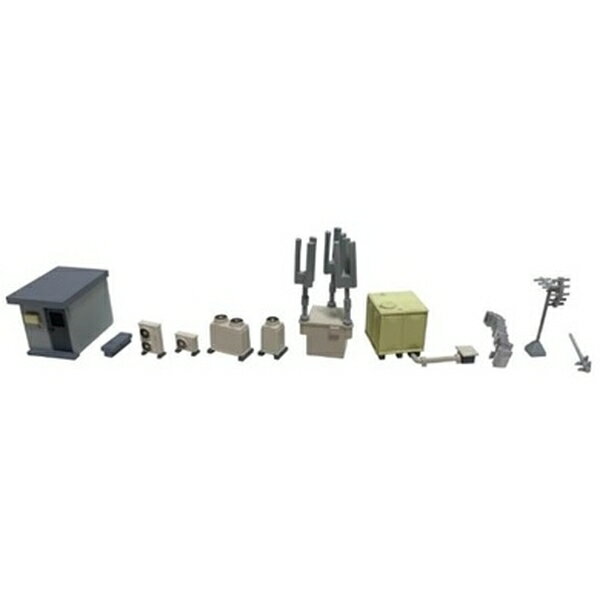 セット内容：柵×6、柵土台×26、屋上塔屋、T字土台×8、室外機4種×各6、基地局アンテナ、貯水槽、排水パイプ2種×各2、排水パイプ終結口土台、ダクト、置き型アンテナ、避雷針本体サイズ：W15×H17×D21(mm) (屋上塔屋1個あたり)...