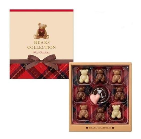 温かい色合いのパッケージに、キュートなベアモチーフのチョコレートをずらりと並べました。 お子様も安心して召し上がれるプレーンチョコレートの詰め合わせです。 ■内容量：50g(10個) ■サイズ：147mm×163mm×30mm ご注意 ●直...