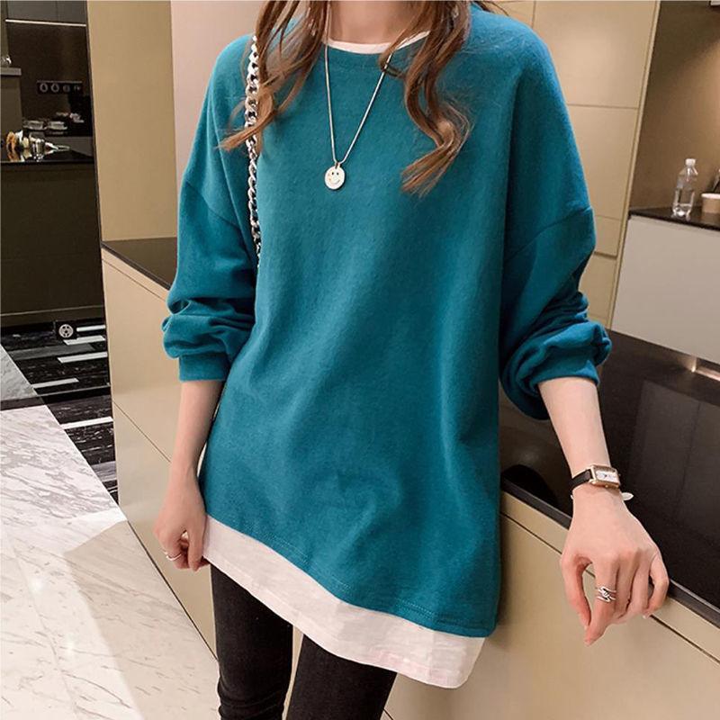 トレーナー レディース 重ね着風 スウェット おしゃれ vネック ドルマンスリーブ トップス 無地 おしゃれ 長袖 【素　材】ポリエステル【ご注意】※モデル画像は照明などの影響により実際の商品と異なる場合がございます。※縫製から余分な糸が出...