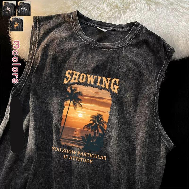 Tシャツ メンズ ベスト トップス サーフシャツ タンクトップ スポーツウェア インナーシャツ 肌着 柔軟 肌触り レトロ アメリカ風 チャイナ風 無地 ストリート系 トレーニング クルーネック ノースリーブ 大きいサイズ ビッグサイズ 夏...