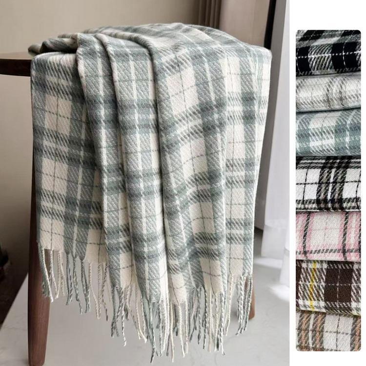 チェック柄マフラー カシミヤ タッチ ストール マフラー 肩掛け ショール レディース メンズ 秋冬 防寒 大判 200x65cm[素材]100％ポリエステル[原産国]　中国※画像の商品はサンプルです。実際の商品とは仕様?加工?サイズ?素材...