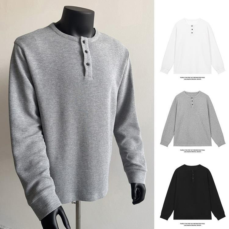 トレーナー メンズ 秋服 秋物トレーナー トップス ヘンリーネック ワッフル生地 2025 秋冬 ファッション[素材]100％ポリエステル[原産国] 中国■海外製品の為、縫製上の基準が厳格ではありません。小さな汚れ、縫製のずれ、しわやキズな...