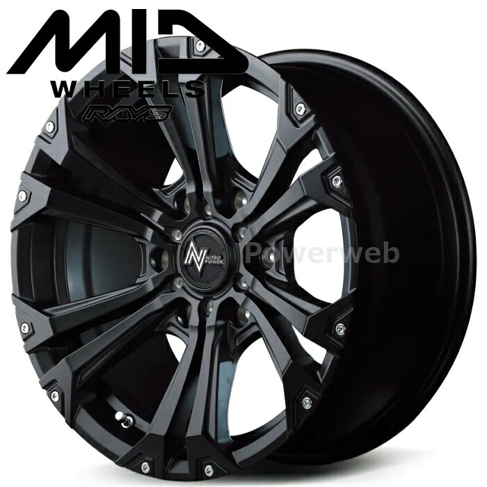 ■商品詳細メーカー名：MID (マルカサービス)商品名：MID NITRO POWER (ナイトロパワー)サイズ：17インチ 8.0J PCD:139.7 穴数:6 inset:20カラー：セミグロスブラック+ピアス＆ミルド (SBK)ハブ...