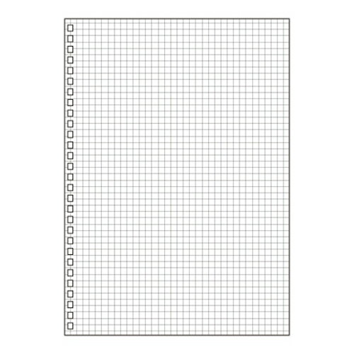 ●罫種類：方眼罫（5mm罫） ●外寸：横179×縦252mm ●規　格：セミB5・S型 29穴 ●材質：上質紙　